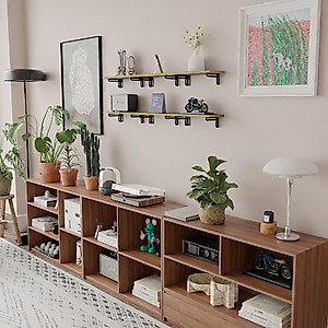 TEDIDUWA Rustic Wood Floating Shelves Set of 6, 16 Inches Wood Rustic Farmhouse Wall Shelves, Easy-to-Install Hanging Shelves for Living Room, Kitchen, and Bathroom, 40lbs Capacity.