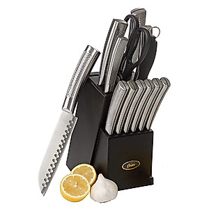 Oster Wellisford High-Carbon Stainless Steel Cutlery Set, 14-Piece, Black/Silver