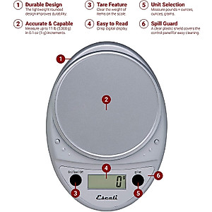 Escali Primo Bakers Bundle - P115C Digital Kitchen Scale, Chrome, 11 Pound Capacity, DH1 Digital Thermometer, Black, and DR7 Digital Timer for Cooking and Baking