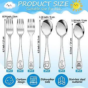 36 Pcs Kids Silverware Set Toddler Utensils Stainless Steel Safe Forks and Spoons 16 Kids Forks 16 Kids Spoons Children Metal Cutlery Set Baby Flatware Sets (Silver)