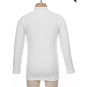 Aislor Kids Boys Girls Long Sleeve Thermal Tops Bear Embroidery Mock Neck Warm Underwear T-Shirt Baselayer Undershirts White 9-10 Years