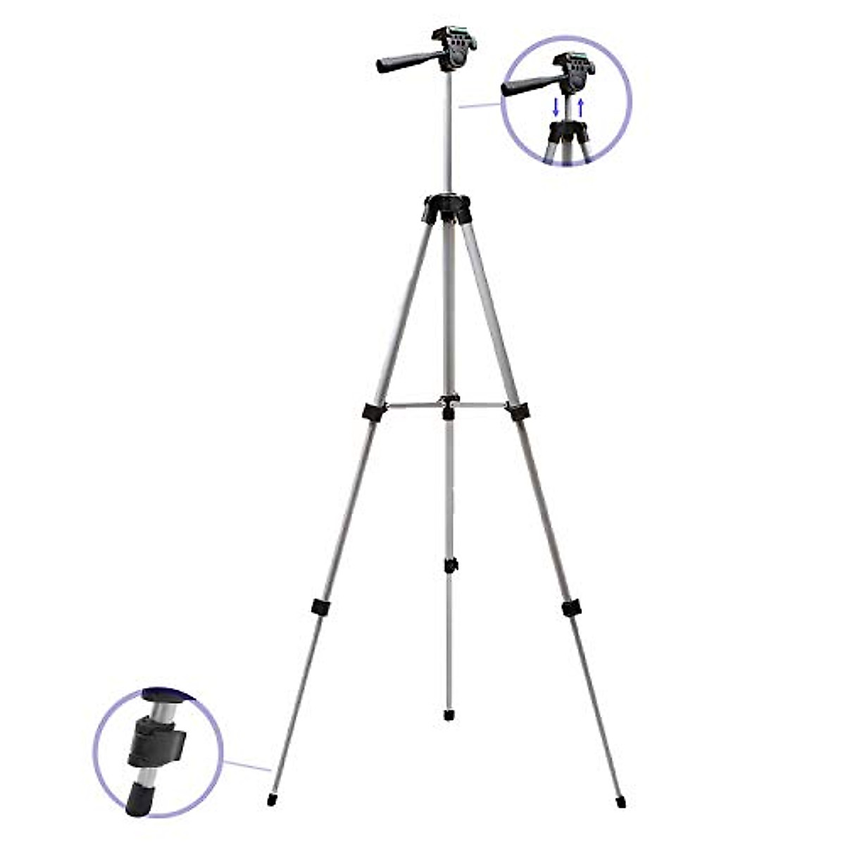 50 Inch Aluminum Camera Tripod for Canon, Nikon, Sony, Samsung, Olympus, Panasonic & Pentax + eCost Microfiber