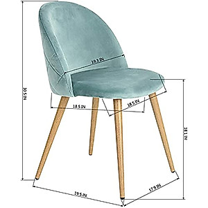 Dining Chairs Set of 2 Mid Century Modern Upholstered Kitchen Chairs Makeup Chairs with Soft Velvet Seat and Wooden Style Metal Legs Accent Side Chair for Living Dinning kitchen bedroom Green