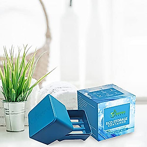 BAMBOEARTH Natural Eco-Friendly in-Shower Storage Container - Soap Dish Holder for Shampoo Conditioner & Body Bars Made of Bamboo - Extends Bar Life Plastic Free Zero Waste & Vegan (Blue)