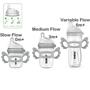 haakaa Gen.3 Silicone Orthodontic Bottle Nipple - Teat Attachment Compatible with Baby Bottles (Glass/Silicone)-Medium Flow - 2 pcs.