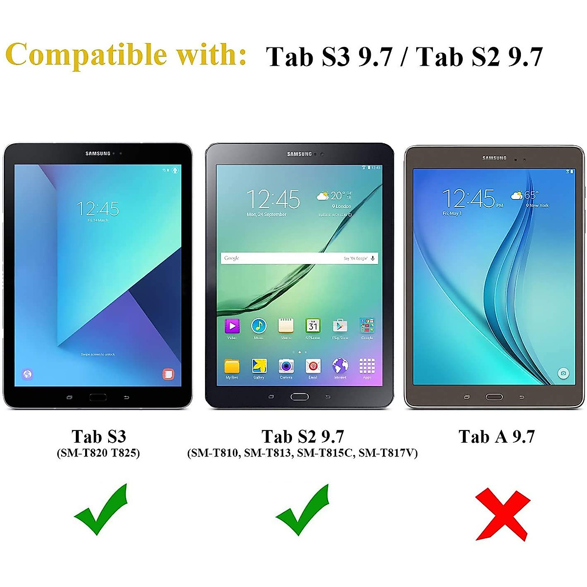 TANTEK [2-Pack Screen Protector for Samsung Galaxy Tab S3 / Galaxy Tab S2 9.7 Inch,Tempered Glass Film,Ultra Clear,Anti Scratch,Bubble Free,S Pen Compatible