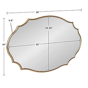 Kate and Laurel Leanna Scalloped Oval Wall Mirror, 24" x 36", Gold Leaf, Chic Modern Glam Wall Accent