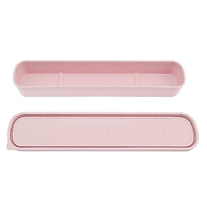OriGlam 1pcs Portable Flatware Box Travel Tableware Storage Case Box, Utensil Case Flatware Storage Box for Cutlery Kit (Pink)