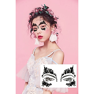 Kotbs Face Jewels, 4-Sheet Black Face Gems Mermaid Face Jewels Festival Sticker, Body Rhinestone Gems Rave Rainbow Face Crystals for Halloween Music Carnival Festival Party Makeup