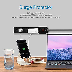 KMC 6-Outlet Surge Protector Power Strip 10-Pack, 735 Joules, Overload Protection, 2-Foot Cord