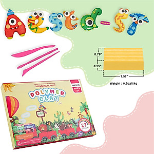 Polymer Clay - 27 Colors Glitter Modeling Clay for Kids, Non-Toxic, Non-Stick Oven Bake Clay, Easy to Mold, Sculpting and Bake DIY Starter Kits, Holiday Gift for Children and Artists.