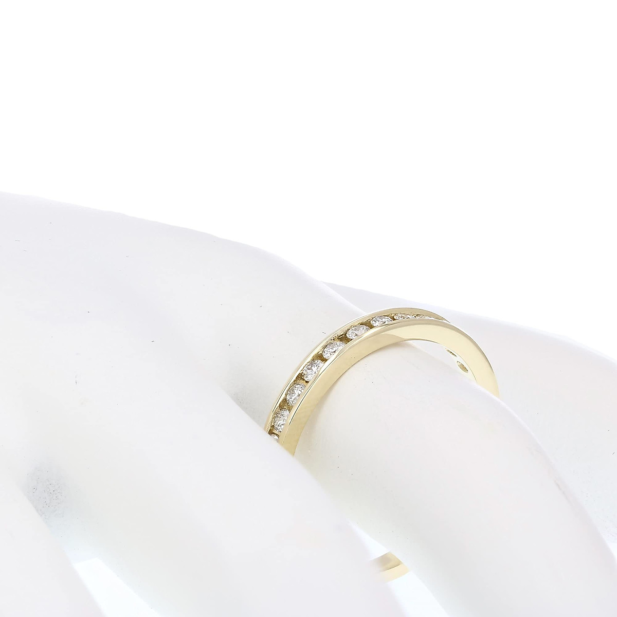 Vir Jewels 1/4 carat (ctw) Diamond Wedding Anniversary Band for Women, Half Eternity Round Diamond Engagement Ring 14K Yellow Gold Channel Set 0.25 cttw, Size 6