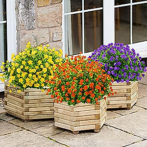 GREENRAIN 6 Bundles Artificial Flowers Outdoor Fake Flowers for Decoration UV Resistant No Fade Faux Plastic Plants Garden Porch Window Box Décor (Yellow)