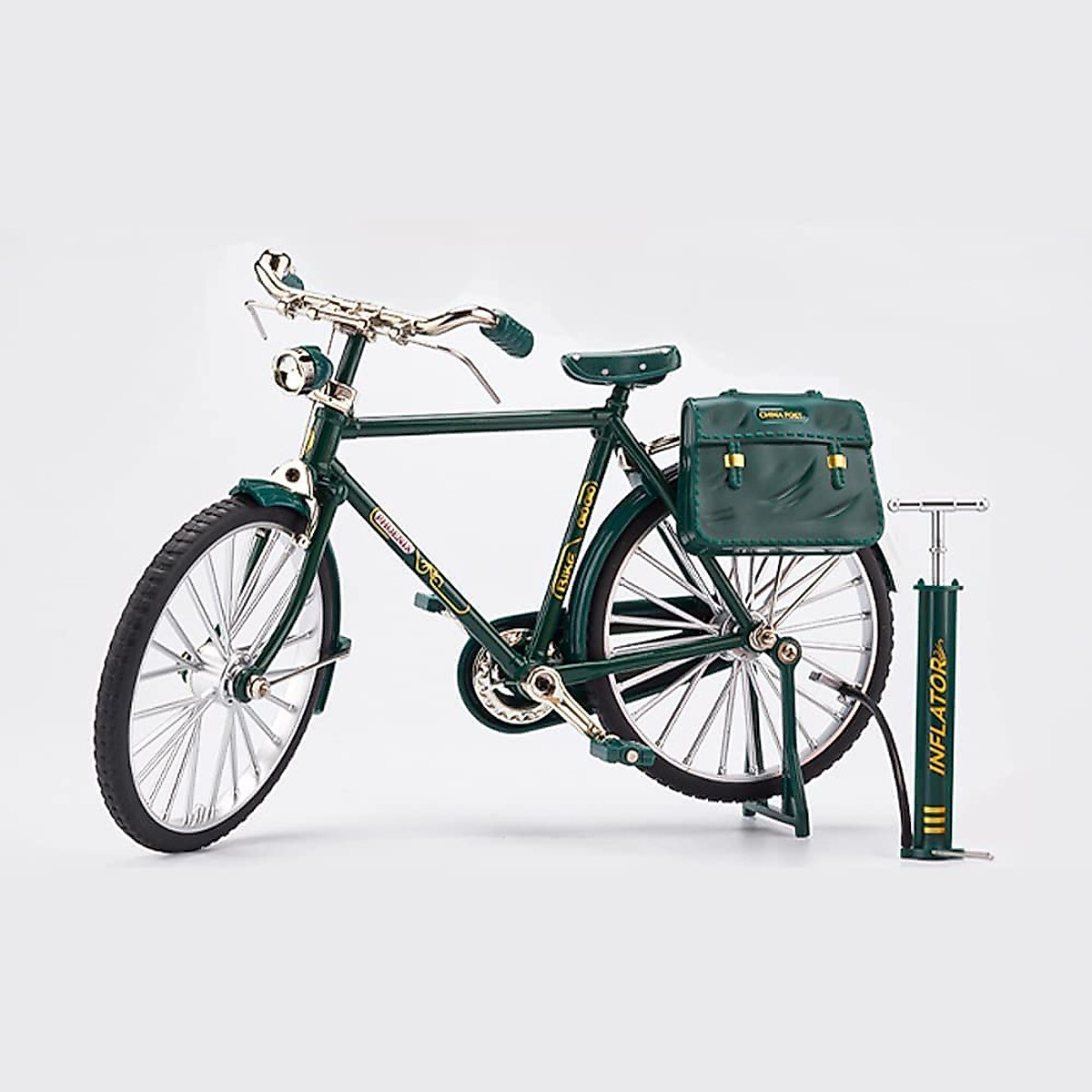 2023 DIY Bicycle Model Scale -【New Version】 Mini Retro Bicycle Finger Model Toy, 1:10 Simulation Alloy Retro Bike Model Collections Decoration, Creative Iron Art Tabletop Ornament Toys (Green)