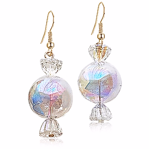 ANDPAI Funny Cute Colorful Sweet Glass Candy Dangle Drop Earrings Creative Chic Personalized Simulation Food Earrings for Women Statement Jewelry Gifts (Colorful)