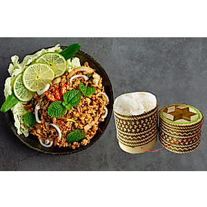 Heavens Tvcz Bamboo Serving Baskets Sticky Rice Handmade Kratip Thai Laos Traditional Wickerwork Based Travel Picnic Keep Sticky Rice Warm