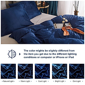 HYBD Soft Velvet Duvet Cover King Size - Breathable & Lightweight Duvet Cover Set 3 Pieces, 1 Duvet Cover 104x90 inches & 2 Pillow Shams, Royal Blue