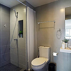 BGL 4-Piece Bathroom Accessory Set Brushed Nickel Bathroom Hardware Set 24 Inches Adjustable Towel Bar Towel Ring Paper Holder Robe Hook