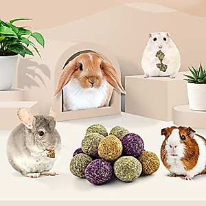 Bissap 15PCS Rabbit Chew Toys, 100% Natural Flowers Flavored Bunny Chew Treats Timothy Hay Balls for Pets Bunnies Guinea Pigs Rats Chinchillas Gerbils and Other Small Animals Teeth Grinding