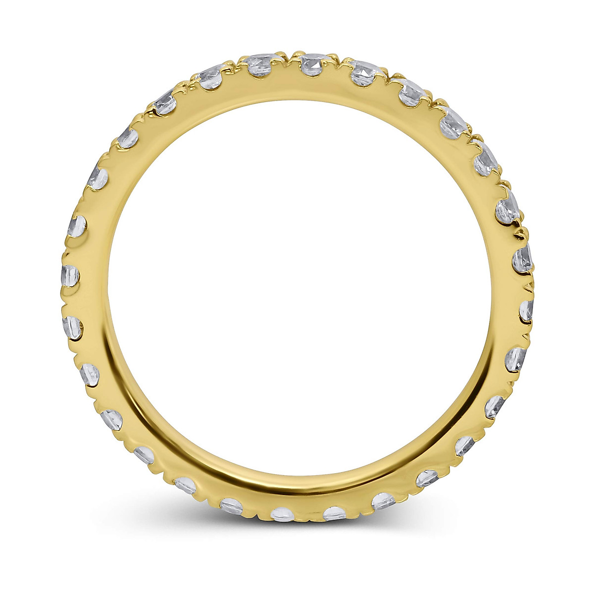 ORO LEONI 925 Sterling Silver Cz Eternity Band Ring - 14k Silver, Yellow And Rose Gold Plated (Yellow Gold, 9)