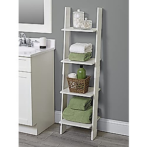 Zenna Home Ladder Style Bathroom Linen Tower, White