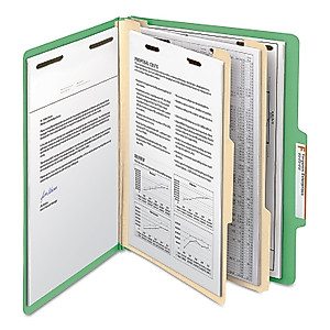 Smead Classification File Folder, 2 Dividers, 2" Expansion, 2/5-Cut Tab, Letter Size, Green, 10 per Box (14002)