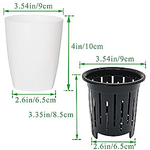 OJYUDD 8 Pack 4 Inch Self Watering Plastic Planter with Inner Pot White Flower Plant Pot,Modern Decorative Flower Pot for All House Plants,Flowers,Herbs,African Violets
