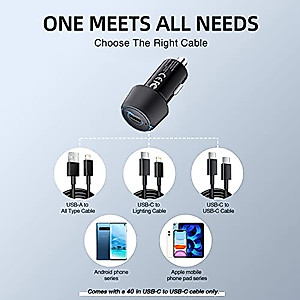 USB C Car Charger Adapter 30W Fast Charge, 12V USB Car Charger Cigarette Lighter Adapter, Car Phone Charger Fit iPhone 13/13 Pro/13 Pro Max/12/12 Pro/12 Mini, Galaxy S22/S10, iPad Pro and More
