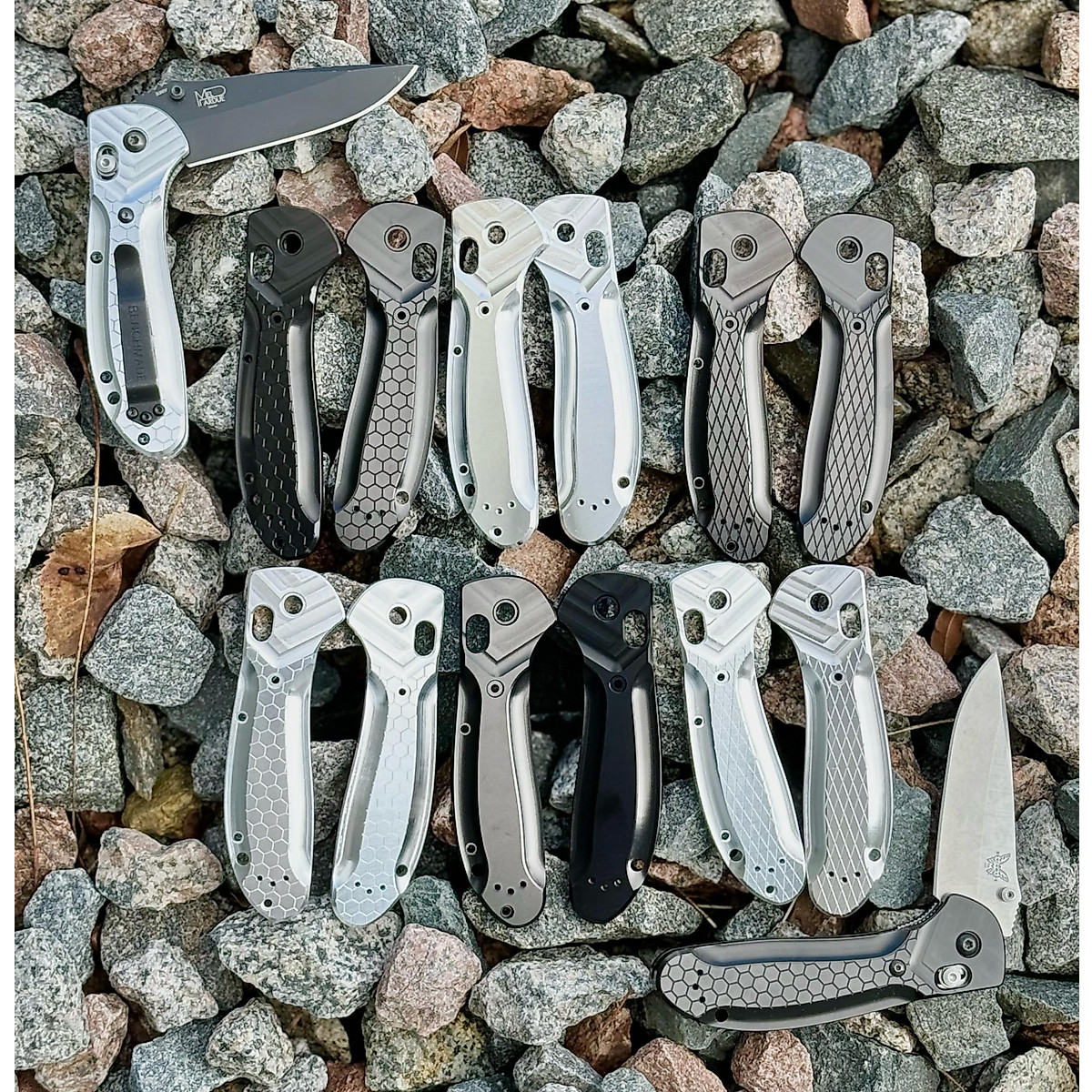 Generic Black Anodized Honeycomb Billet Aluminum Tritilian Design Scales Full Size Griptilian Custom Knife Handle, Knife Scales, EDC