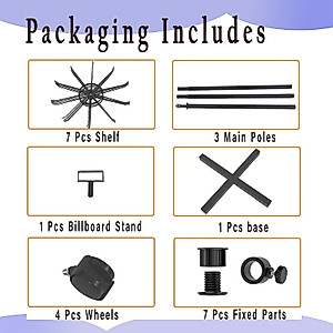 HomeToDou Upgraded Retail Display Rack with Card Clip,7 Tier Craft Show Racks,Store Display Shelves,Adjustable Rotating Stand,Jewelry Keychain Socking Hats,Movable Shop Spinner for Toys Show(Black)