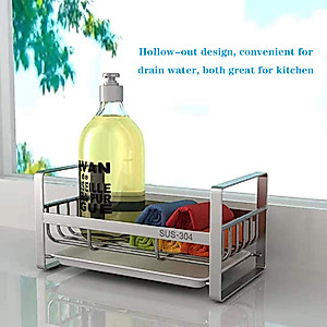 JiangWaveT Kitchen Sink Caddy Sponge Holder Sink Sponge Holder for Sink, Caddy Organizer,Sink Tray Drainer Rack, Soap Dish Dispenser Brush Holder Storage Kitchen Accessories,Black