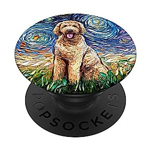 Cute Goldendoodle Starry Night Doodle Dog Art by Aja PopSockets PopGrip: Swappable Grip for Phones & Tablets
