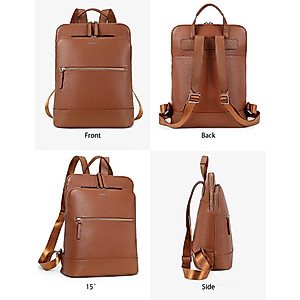 BOSTANTEN Genuine Leather Laptop Backpack Purse for Women Backpack Travel Bag Brown