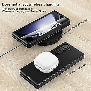 Foluu Slim Fit Case for Samsung Galaxy Z Fold 5 Case, with Front Built-in Screen Protector, Ultra Thin Matte PC Protective Cover for Samsung Galaxy Z Fold5 5G 2023 (Black)