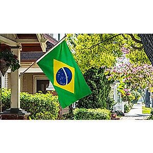 DANF Brazil Flag 3x5 Ft Thick Polyester, Fade Resistant, Brass Grommets, Canvas Header Brazilian National Flags 3 X 5 Feet
