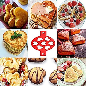 SPCCL Pancake mold maker 2pcs, Silicone pancake molds, Pancake Mold, Non Stick Pancake Maker, RoundHeart pancake mold, 7 Cavity, with 1 Silicone Brush, for MuffinPancakeEggs