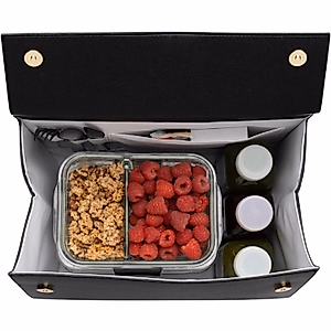 Modern Picnic The Large Luncher | as Seen on Shark Tank | Faux Crocodile Vegan Leather Chic Insulated Cooler Purse | Designer Lunch Bags for Women (Vegan Faux Crocodile, Black)