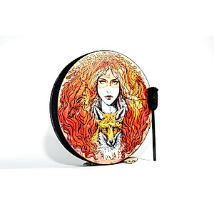 Shaman Vegan "Red Fox Spirit" Drum 20'' | Sound Healing Tool | Tunable Membrane | Vixen Totem Frame Drum | Music Therapy Instrument | With a Soft Protecting Bag