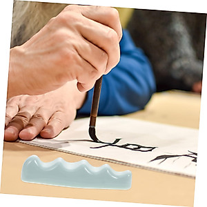 Imitation Jade Calligraphy Brush Holder Chinese Brush Rack Home Office Paint Brush Rest Organizer Chinese Calligraphy Practice Supplies