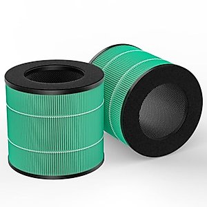 2 Pack AC300 True HEPA Replacement Fil-ter, Compatible with Purivortex AC300 Air Puri-fiers, 3 Stages H13 True HEPA Filter, Green (Toxin Absorber Version)
