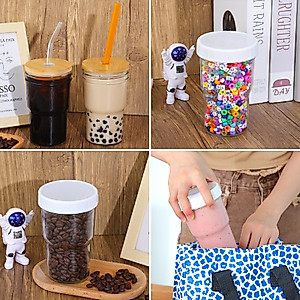 Moretoes 6pcs 16oz Glass Cups with Lids and Straws, Glass Iced Coffee Cups Cute Travel Tumbler Cups, Drinking Jars Set Reusable Boba Bottle for Jumbo Smoothie, Cold Brew, Soda, Juice