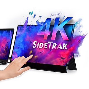 SideTrak Solo 15.6” 4k Touchscreen Portable Ultra HD LED Monitor, Laptop Dual Screen Computer Extender for PC, Gaming & Chrome, Powered by USB-C or HDMI & USB-A