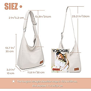 Canvas Tote Bag, Large Hobo Bags for Women Aesthetic Shoulder Purses Hand Bag Cute Simple School Crossbody Purse with Adjustable Wide Strap - Magnetic Closure - Black Slouch Bag