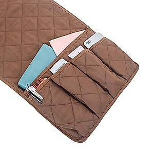 MDSTOP 5 Pockets Remote Control Holder, Magazine Rack, Space Saver Organizer, Draped Over Sofa, Couch, Recliner Armrest(Coffee)