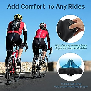 TONBUX Comfortable Bike Seat, Soft Bike Seat Cushion for Men Women Comfort, Breathable Bicycle Seat Replacement Compatible with Peloton, Padded Bicycle Saddle for Mountain MTB BMX Road Exercise Bike