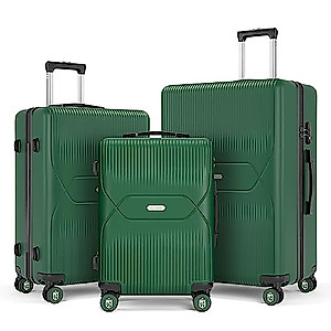 Zitahli Luggage Sets 3 Piece, All Expandable Suitcase Set, PC Hard Case Luggage with TSA Lock Spinner Wheels YKK Zippers, 20in 24in 28in (Green)
