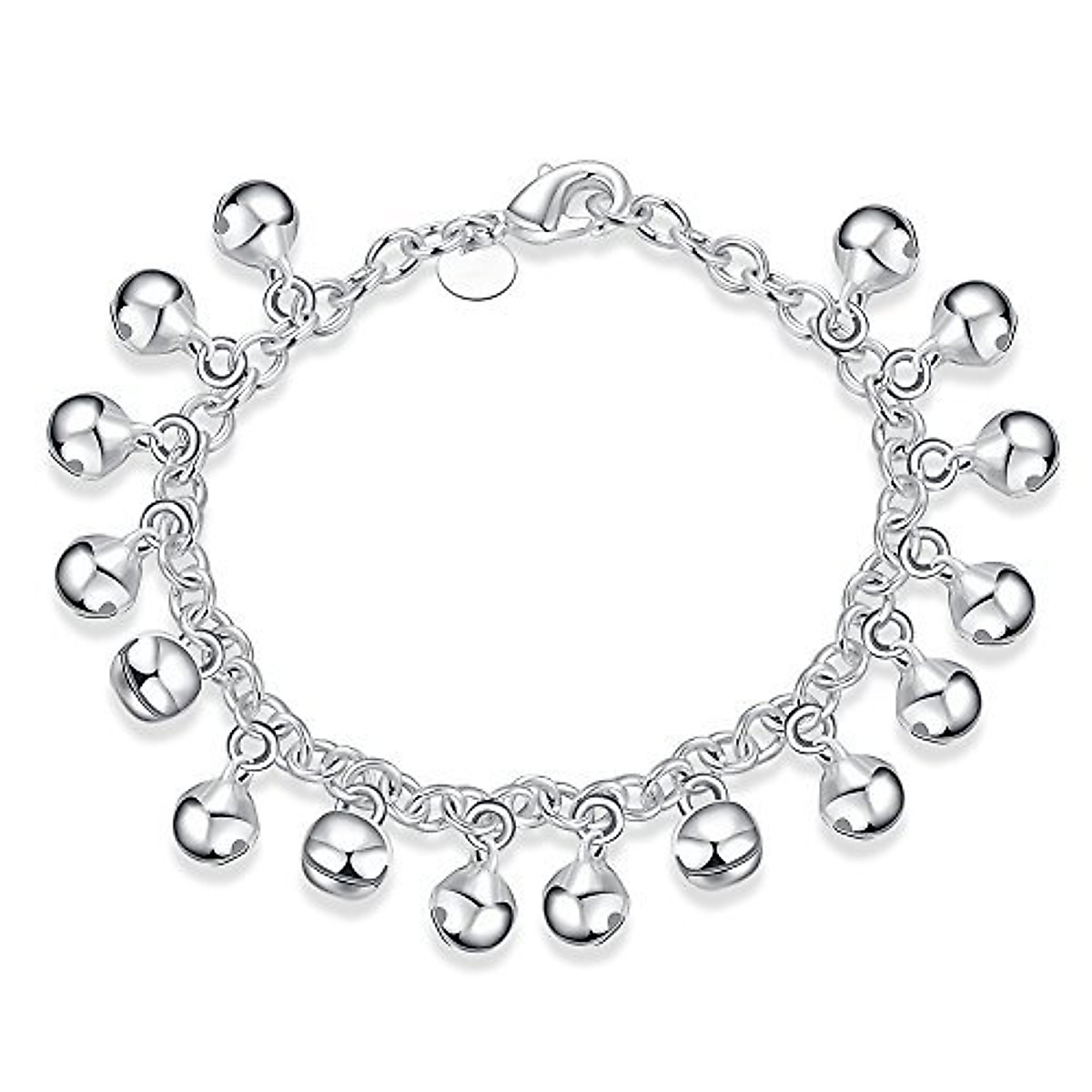Metmejiao Charming Fashion 925 Sterling Silver Plated Bracelet Jingle Bells Bead Charm Bracelet Lady Jewelry