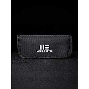 WeKnife Nylon Utility Knife Pouch - Compatible with 2 Knives for Carrying Folding Pocket Knives and Accessories - Includes A Polishing Cloth and Stickers WE-01 Black