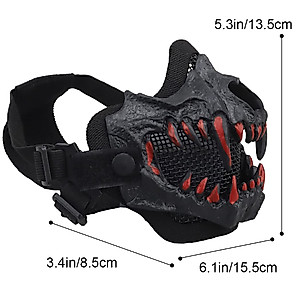 Yzpacc Airsoft Half Face Skull Masks Tactical Face Protection Mesh Mask for Halloween Paintball CS Hunting