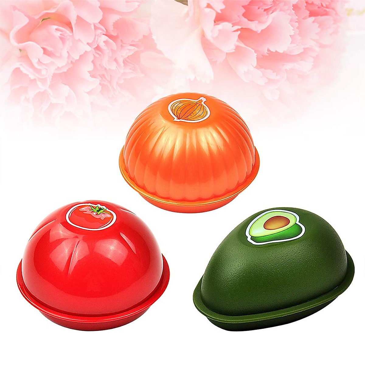 BESTONZON 3pcs Food Storage Box Fresh Storage Bowls Onion Avocado Tomatoes Shape Crisper Containers